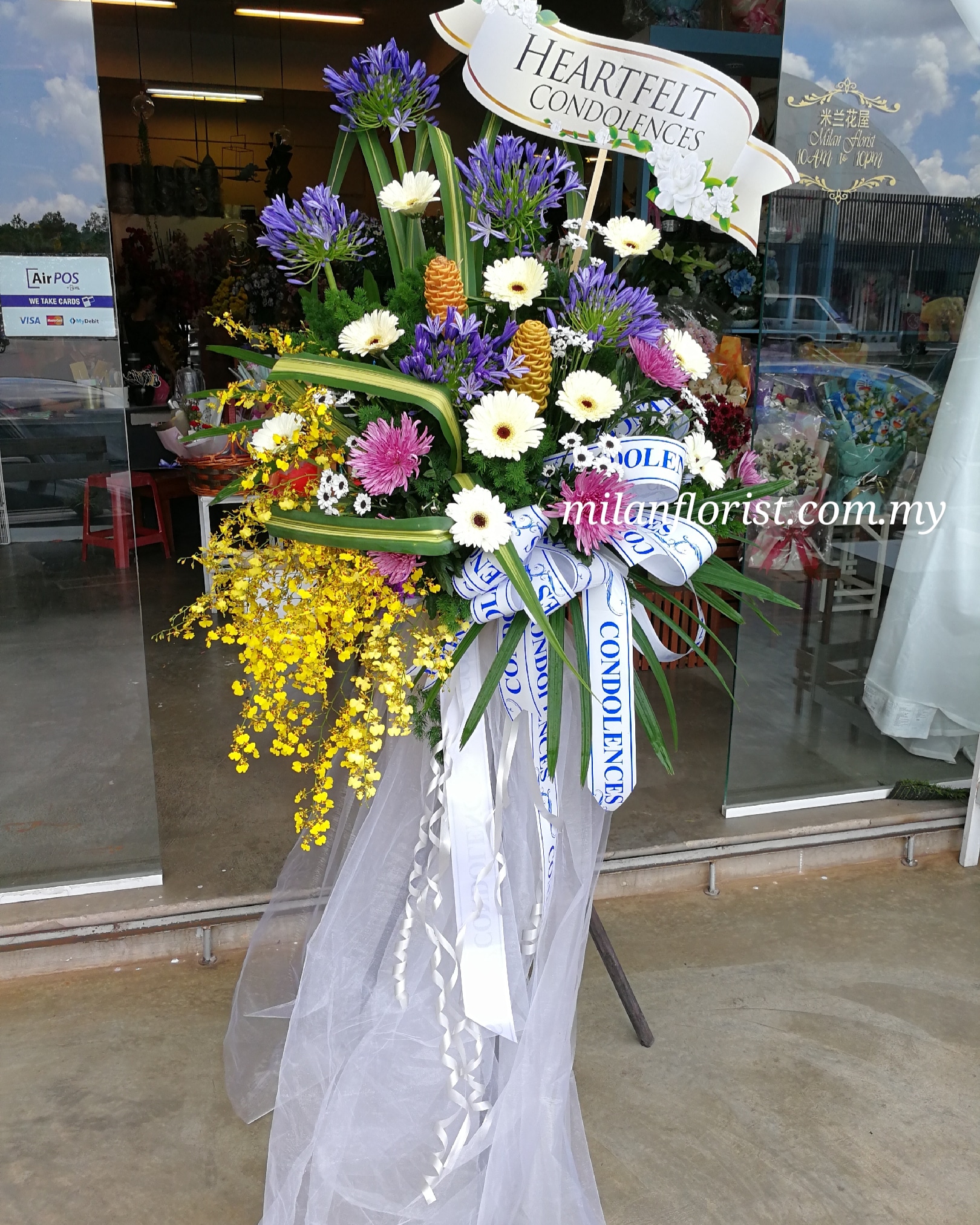 Milan Funeral Condolences Wreath Floral Stand (NWS) 米兰 罗马柱 往生花圈 2 ...
